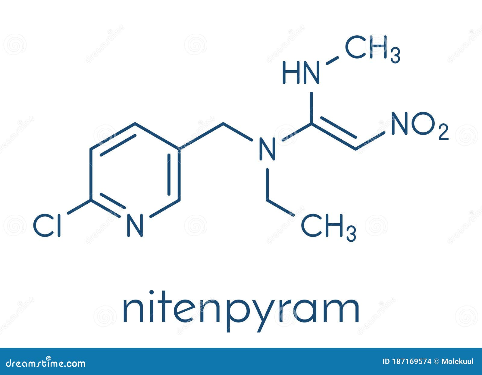 Nitenpyram Insecticide Molecule Neonicotinoid Class. Skeletal Formula ...