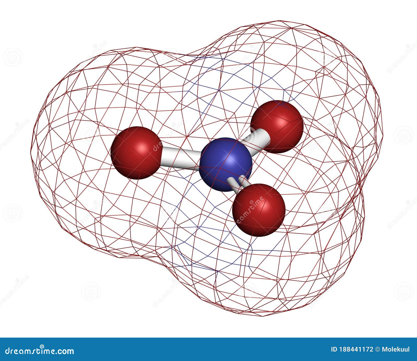 Nitrate Anion, Chemical Structure. 3D Rendering. Atoms Are Represented ...