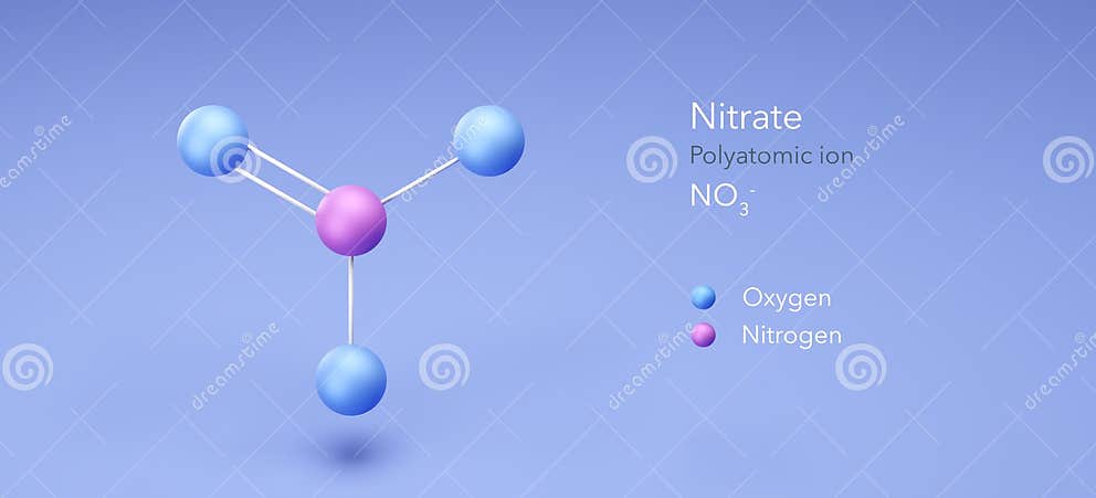 Nitrate Molecular Structures, 3d Model Polyatomic Ion, Structural ...