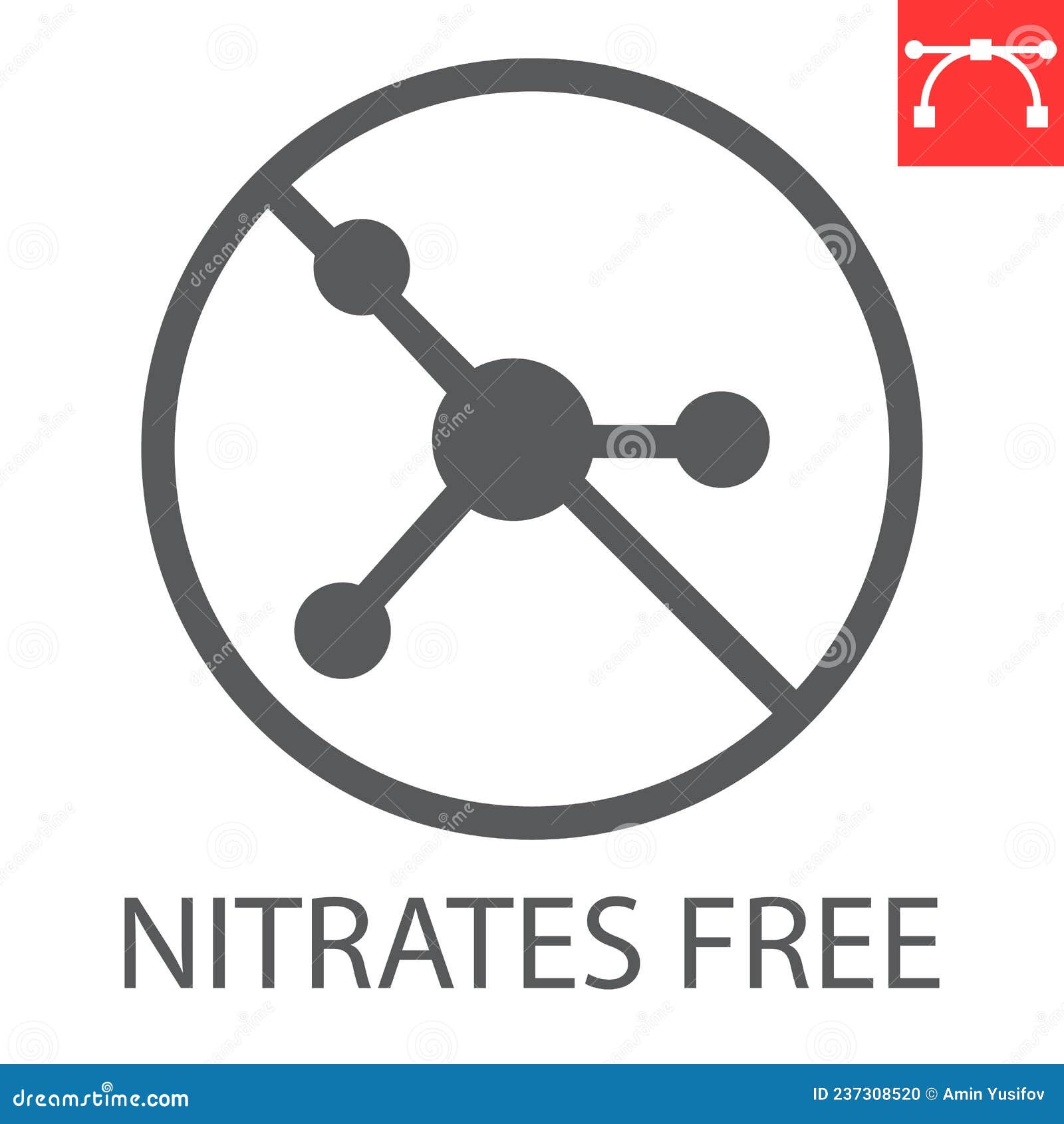 Nitrates free glyph icon stock vector. Illustration of green - 237308520