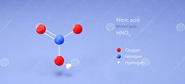 Nitric Acid Molecule, Molecular Structures, Oxidizing Acids, 3d Model ...
