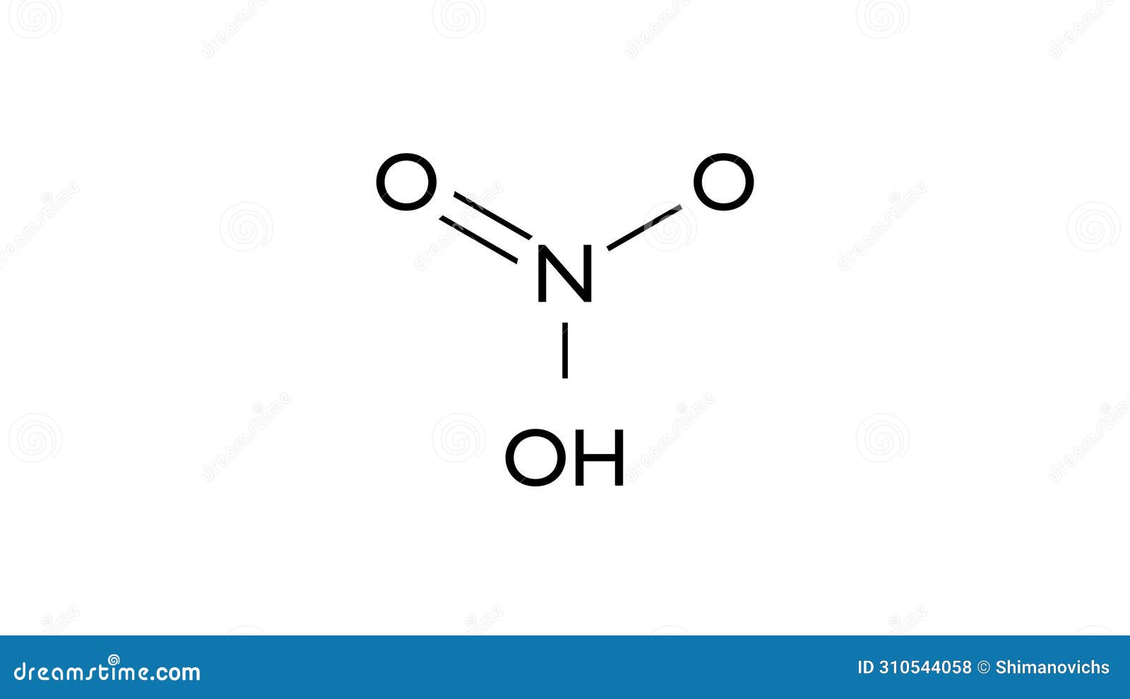 Nitric Acid Molecule, Structural Chemical Formula, Ball-and-stick Model ...