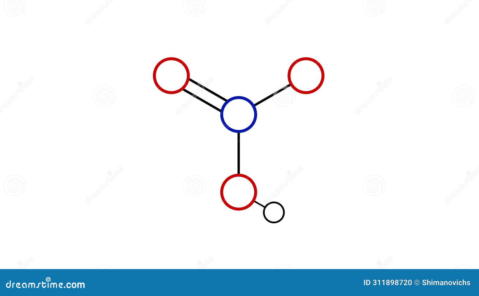 Nitric Acid Molecule, Structural Chemical Formula, Ball-and-stick Model ...