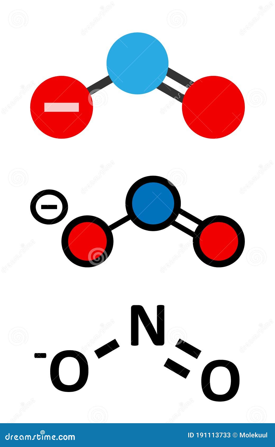 Nitrite Anion Chemical Structure Nitrite Salts Are Used In The Curing Of Meat Stock Vector