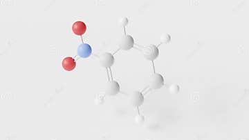 Nitrobenzene Molecule 3d, Molecular Structure, Ball and Stick Model ...