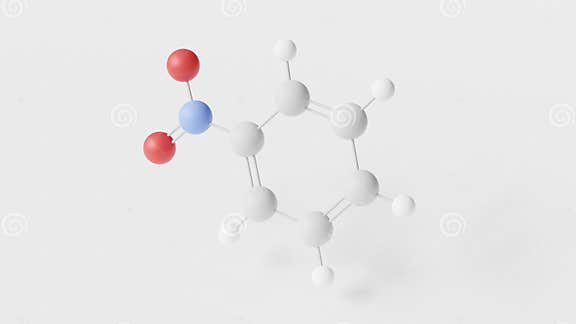 Nitrobenzene Molecule 3d, Molecular Structure, Ball and Stick Model ...