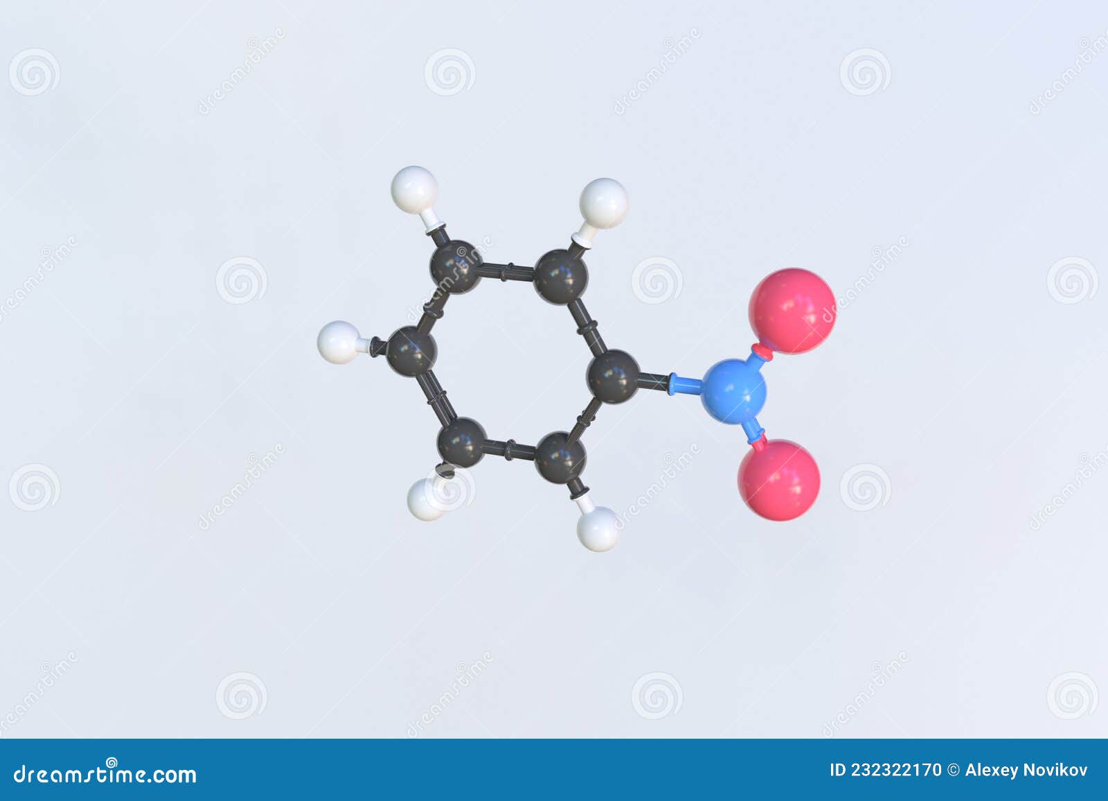Nitrobenzene Molecule 3d, Molecular Structure, Ball And Stick Model ... Nitrobenzene Molecule 3d, Molecular Structure, Ball And Stick Model ...
