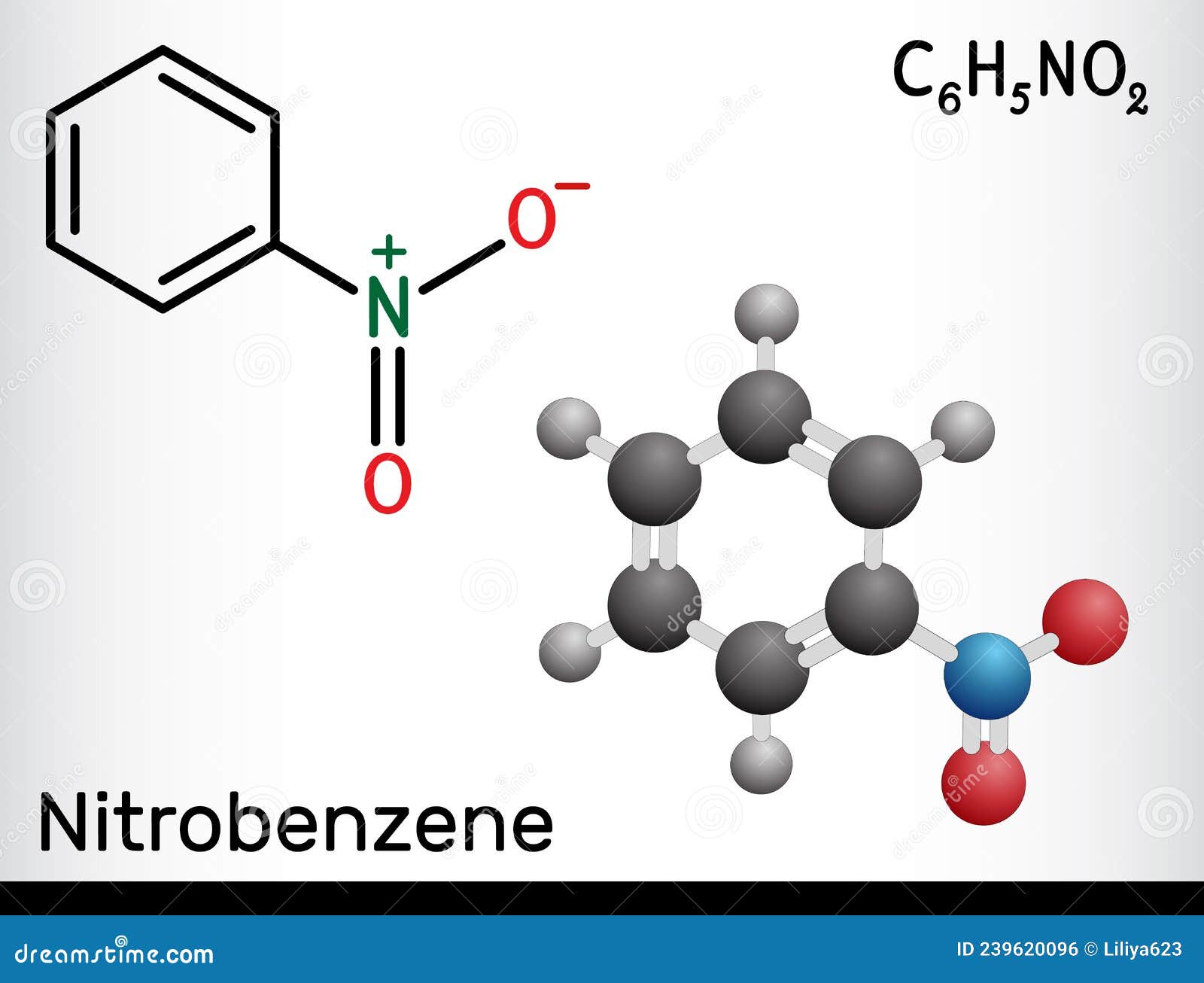 Nitrobenzene Molecule 3d, Molecular Structure, Ball And Stick Model ... Nitrobenzene Molecule 3d, Molecular Structure, Ball And Stick Model ...