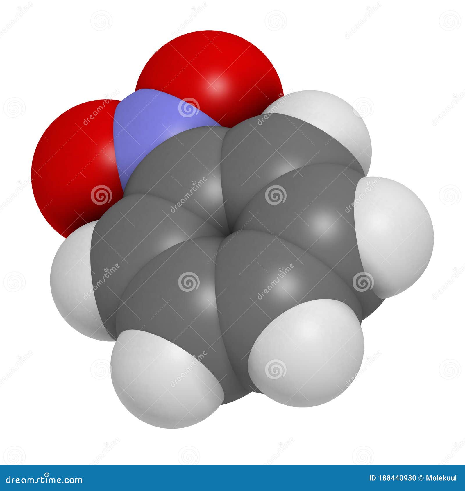 Nitrobenzene Solvent Molecule. 3D Rendering Stock Illustration ...