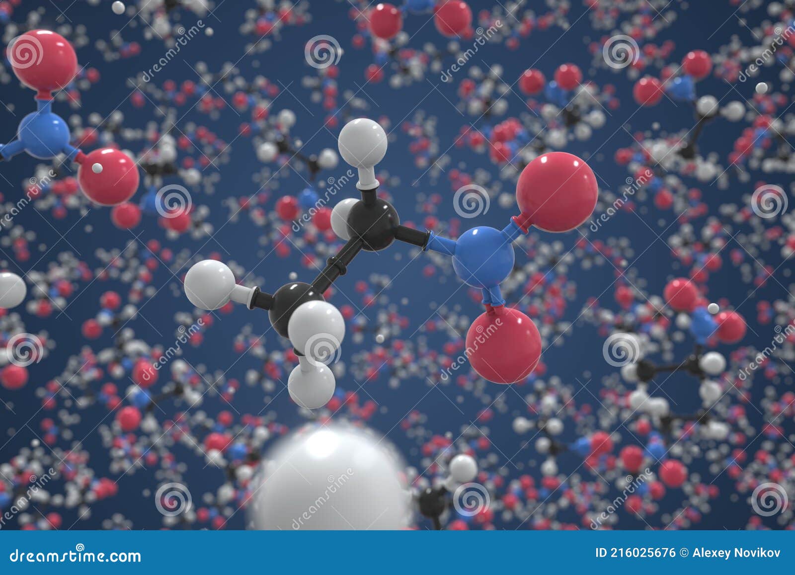 Nitroethane Molecule Made with Balls, Scientific Molecular Model ...