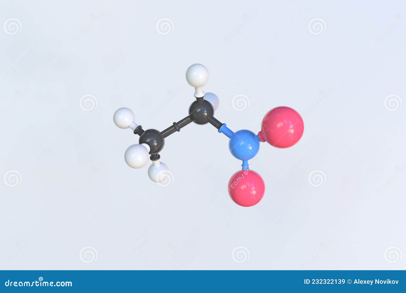 Nitroethane Molecule Made with Balls, Scientific Molecular Model. 3D ...
