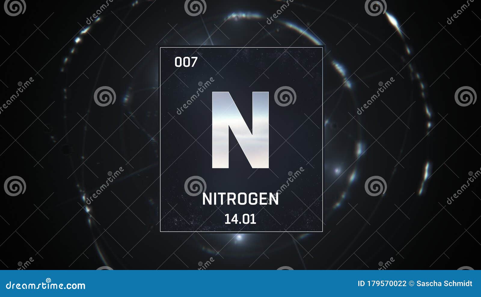 Nitrogen As Element 7 of the Periodic Table 3D Animation on Silver ...