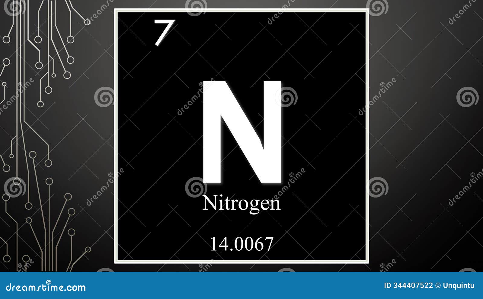 Nitrogen Chemical Element Symbol on Black Abstract Background Stock ...
