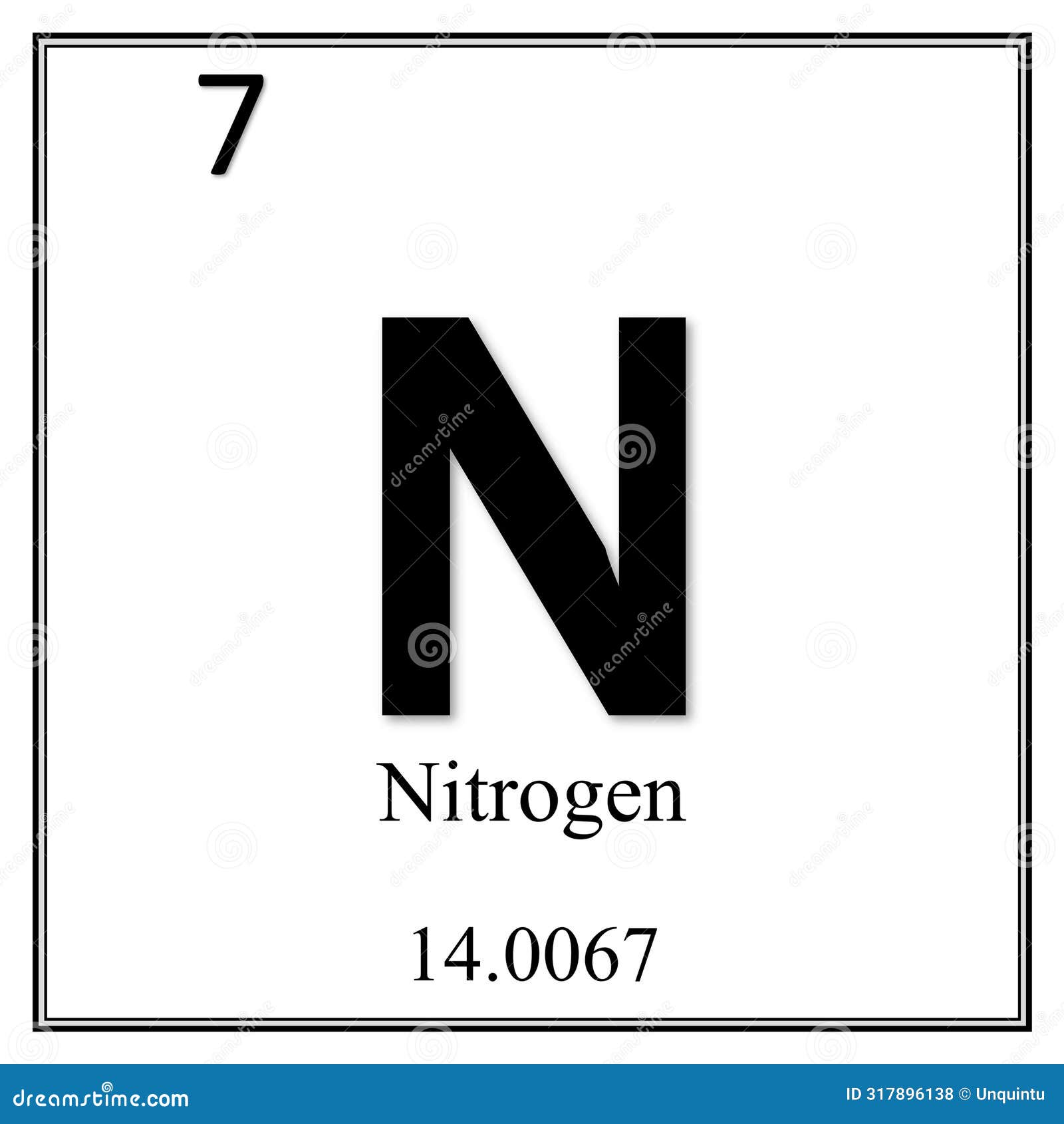 Nitrogen Chemical Element Symbol on White Background Stock Illustration ...