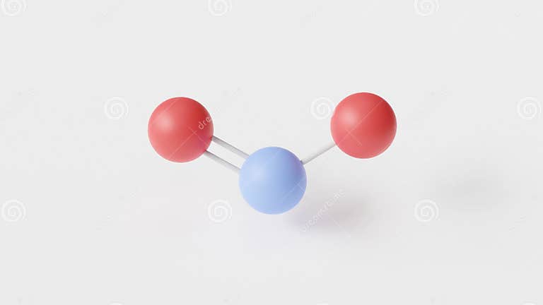Nitrogen Dioxide Molecule 3d, Molecular Structure, Ball and Stick Model ...