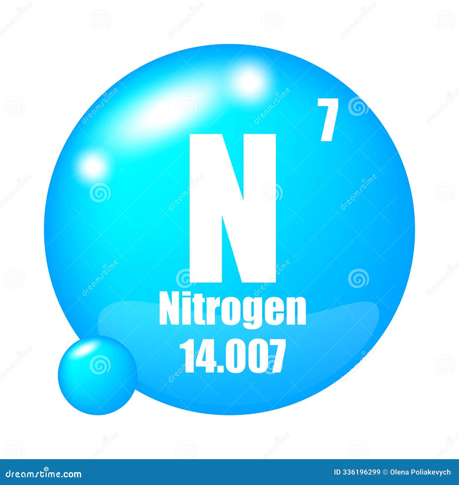 Nitrogen As Element 7 Of The Periodic Table 3D Animation On Blue ...