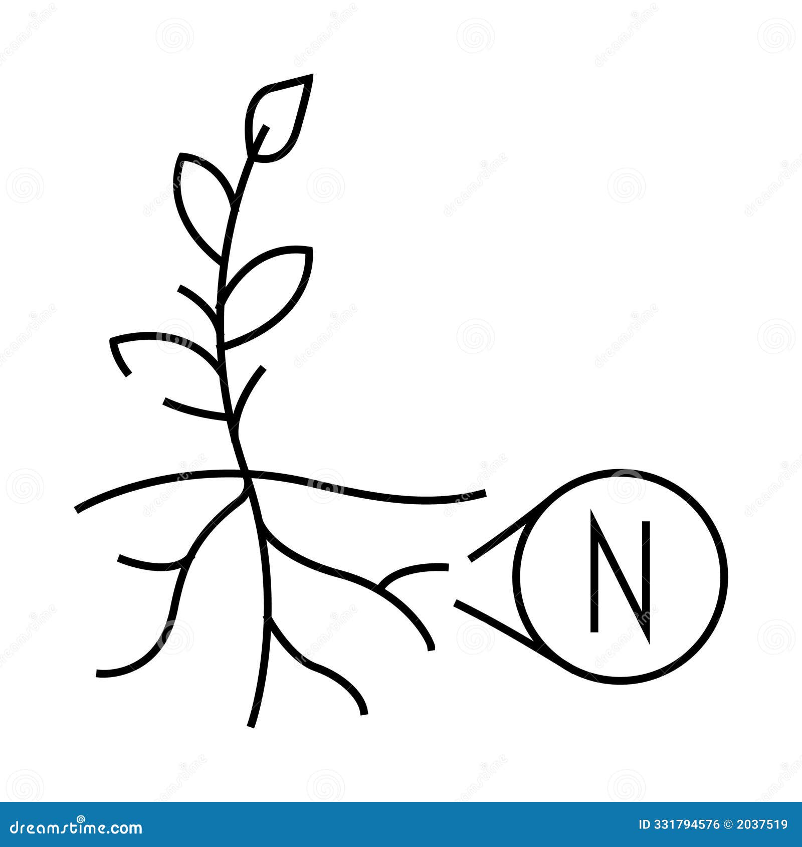 Nitrogen Fixation Environmental Line Icon Vector Illustration Stock ...