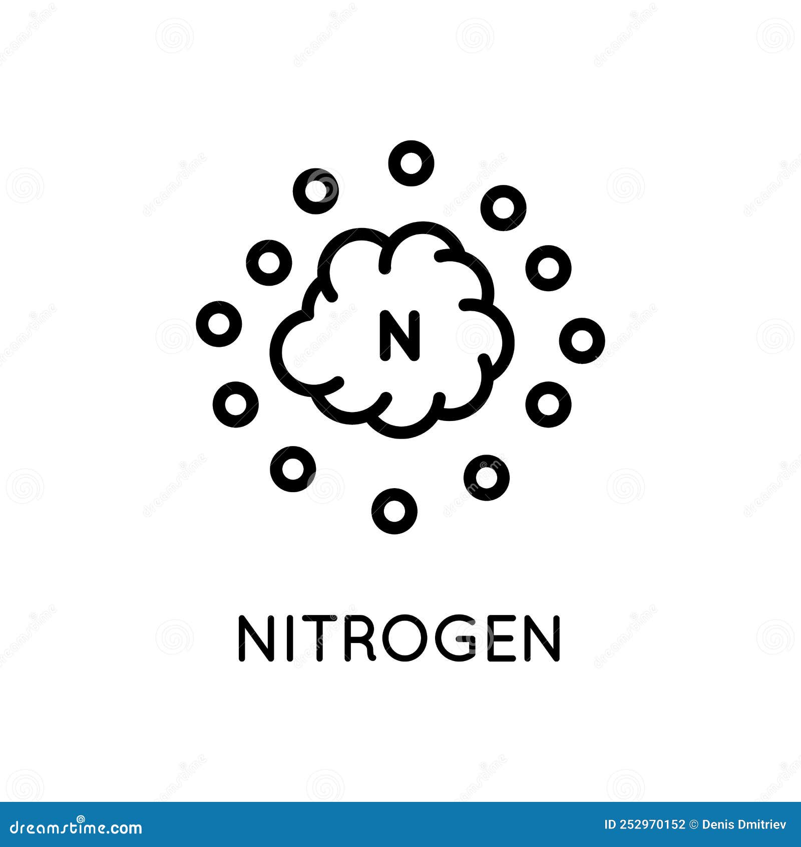 Nitrogen Gas Icon. Done in Modern Black Linear Style Isolated on White ...