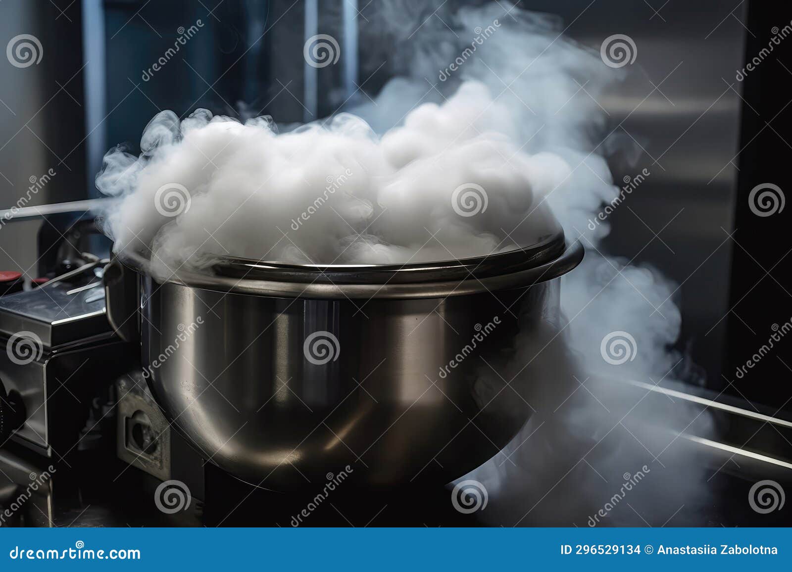 Nitrogen Ice Cream Being Made with Blast of Cold Mist. Generative AI ...