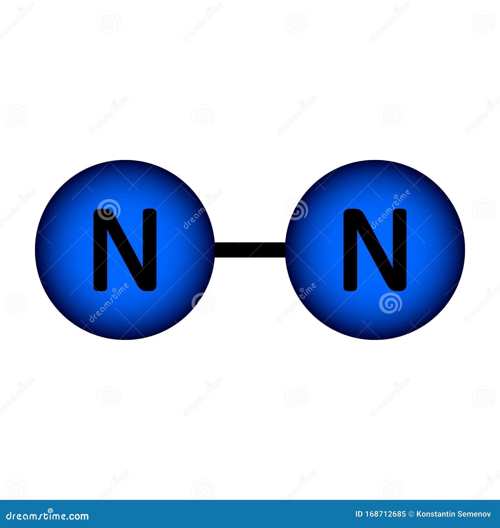 Nitrogen N2 Gas Molecule, Flat Icon Style. Atoms Shown As Circles ...