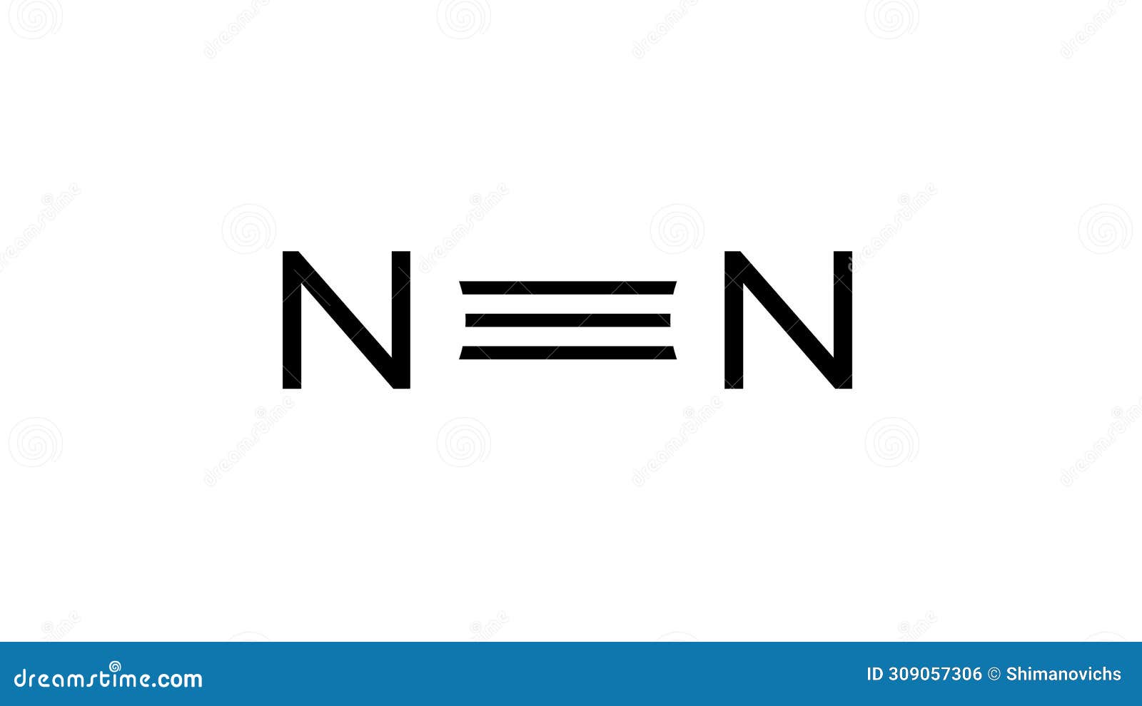 Nitrogen Molecule, Structural Chemical Formula, Ball-and-stick Model ...