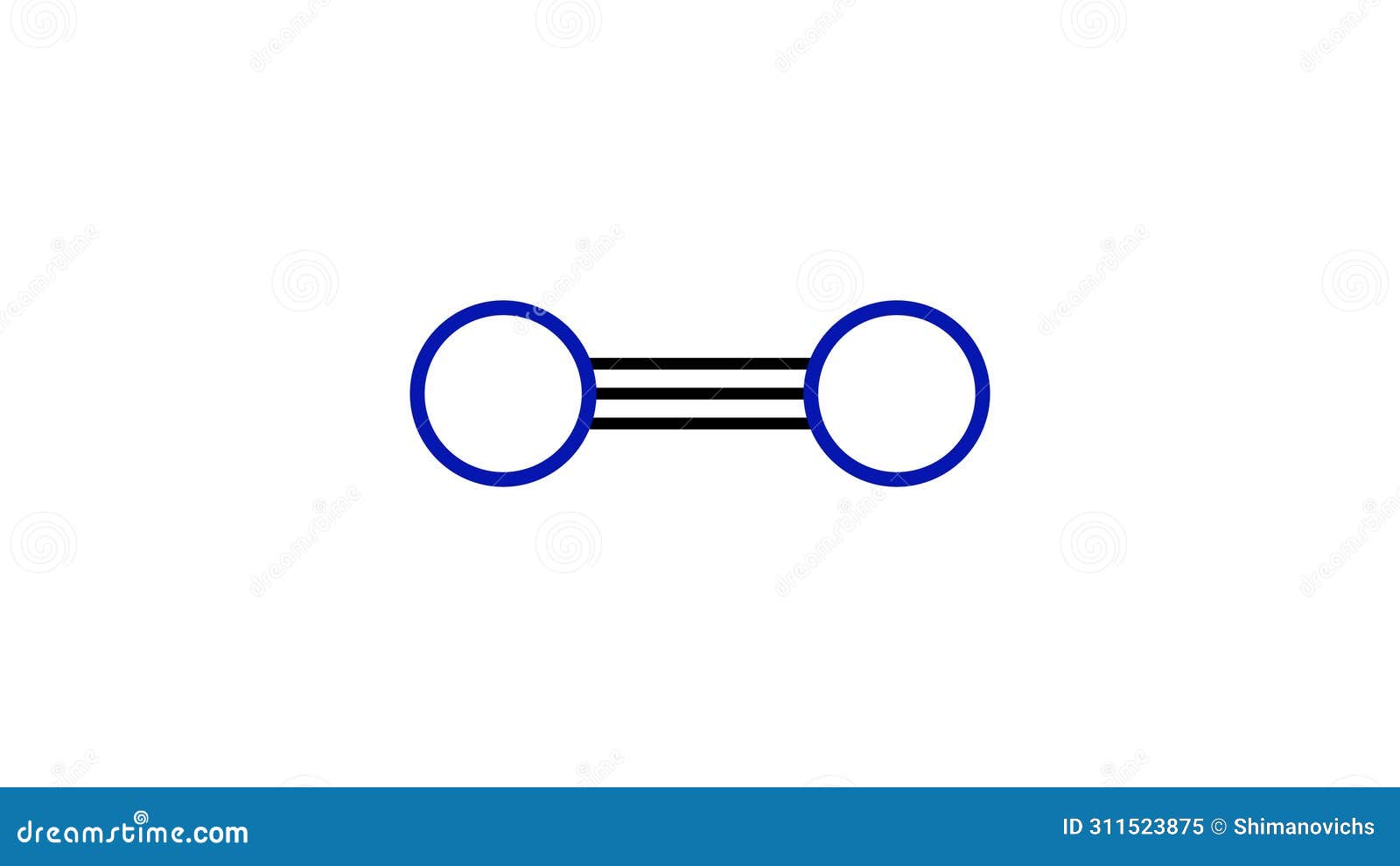 Nitrogen Molecule, Structural Chemical Formula, Ball-and-stick Model ...