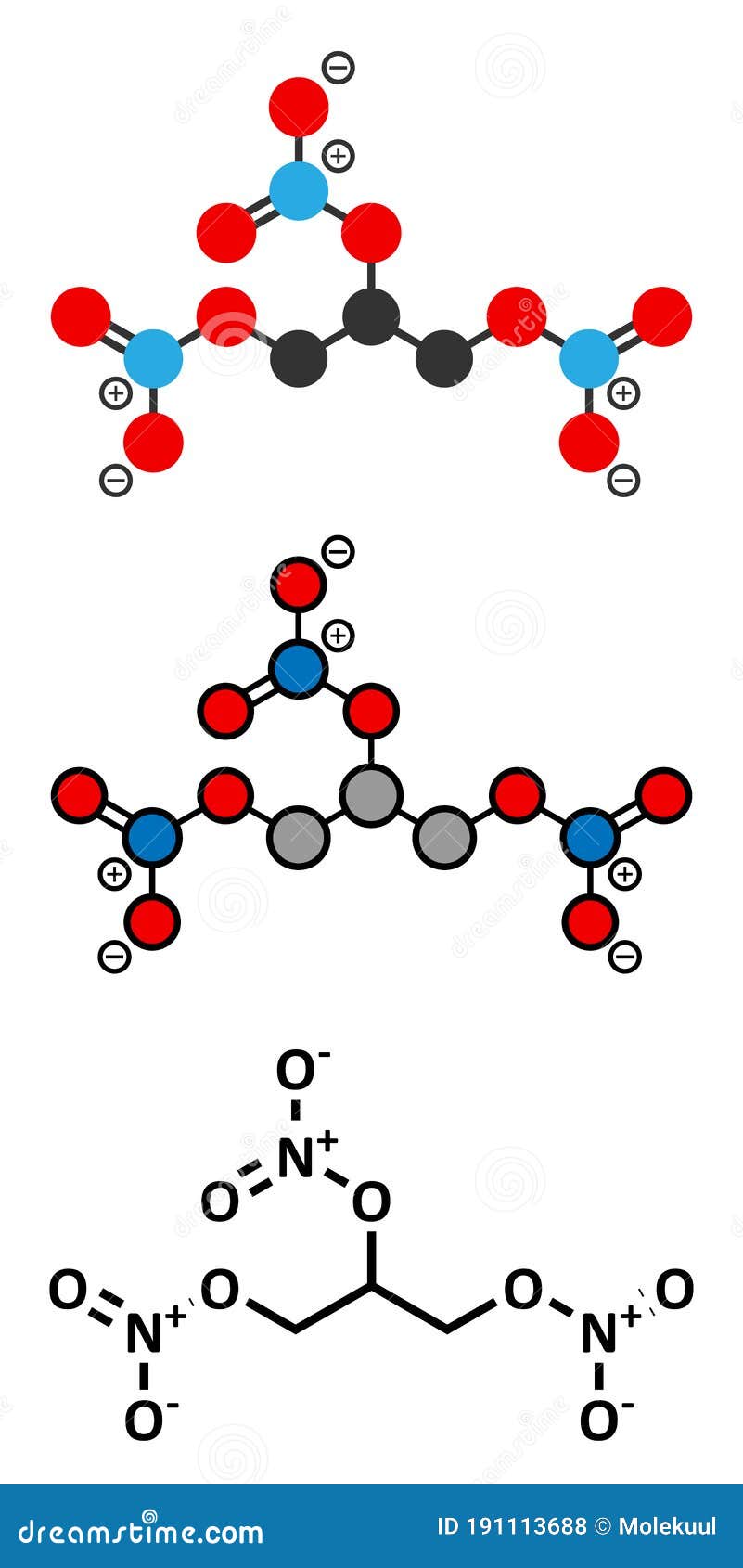 Nitroglycerin (nitro, Glyceryl Trinitrate) Drug and Explosive Molecule ...
