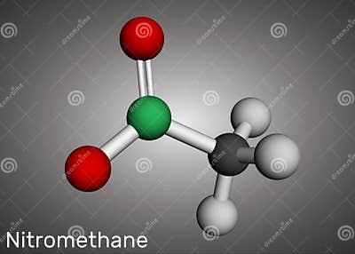 Nitromethane Molecule. Molecular Model. 3D Rendering Stock Illustration ...