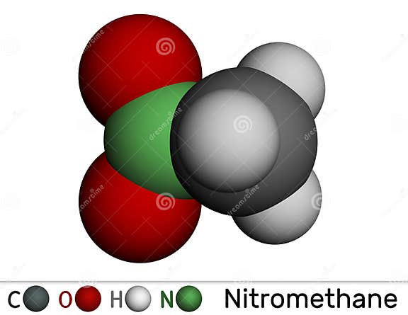 Nitromethane Molecule. Molecular Model. 3D Rendering Stock Illustration ...