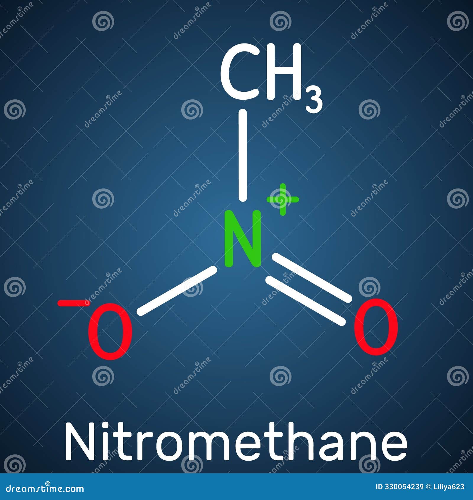 Nitromethane Molecule. Structural Chemical Formula, Dark Blue ...