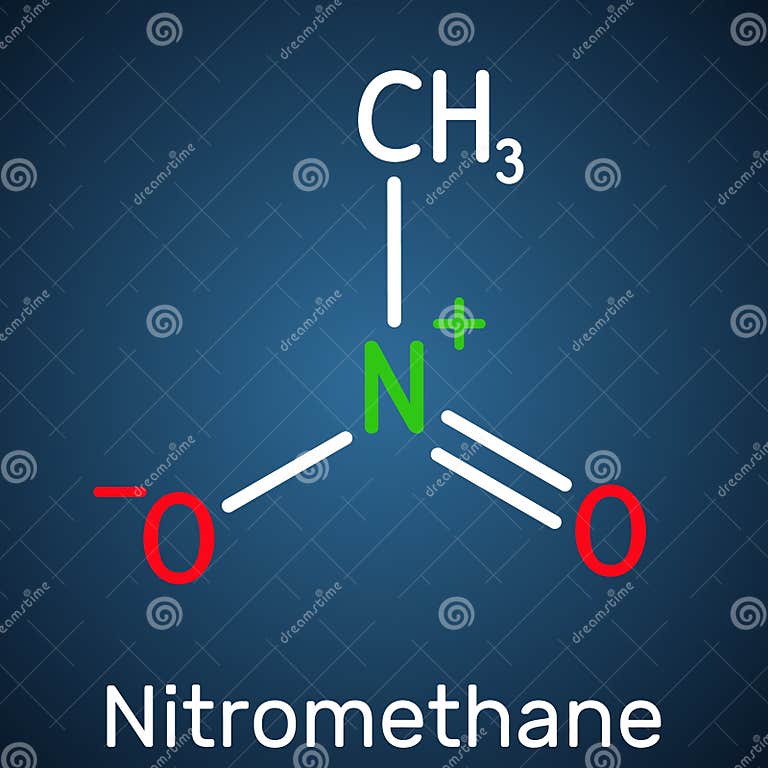 Nitromethane Molecule. Structural Chemical Formula, Dark Blue ...
