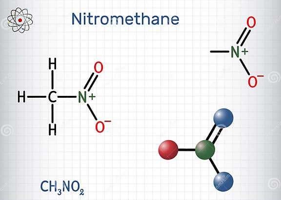 Nitromethane Molecule. Structural Chemical Formula, Molecule Model ...