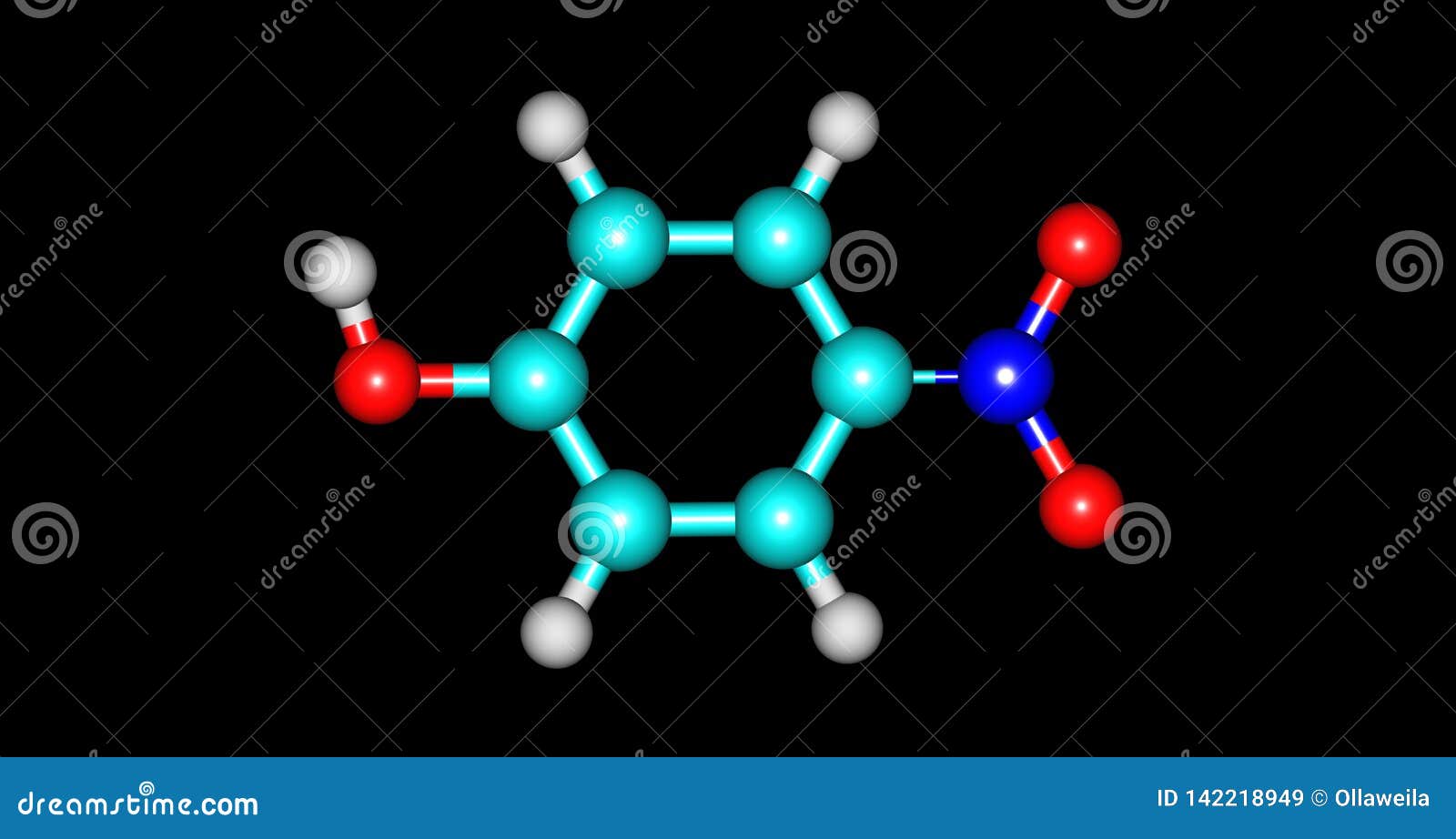 4-Nitrophenol Molecular Structure Isolated on Black Stock Illustration ...