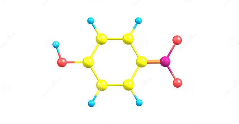 4-Nitrophenol Molecular Structure Isolated on White Stock Illustration ...