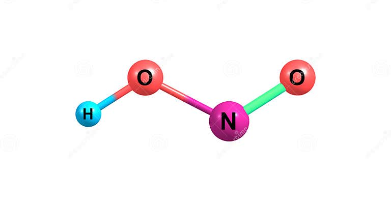 Nitrous Acid Molecular Structure Isolated on White Stock Illustration ...