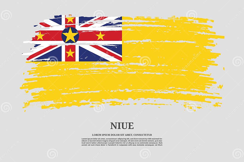 Niue Flag with Brush Stroke Effect and Information Text Poster, Vector ...