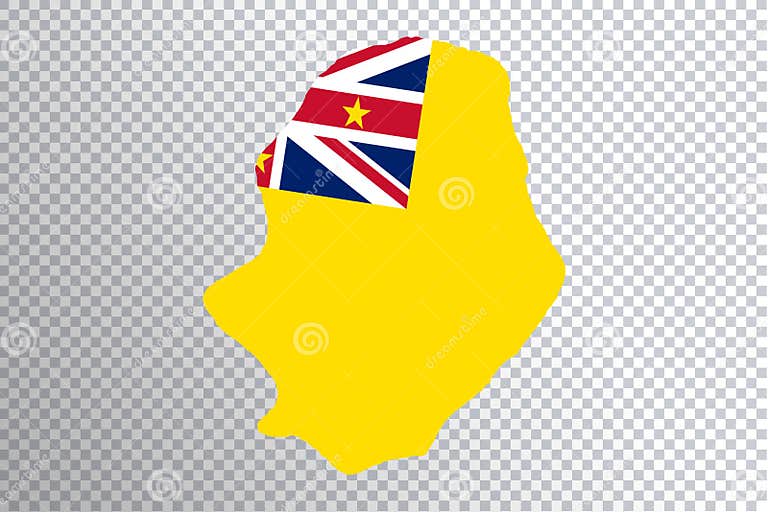 Niue Flag on Map, Transparent Background Stock Illustration ...