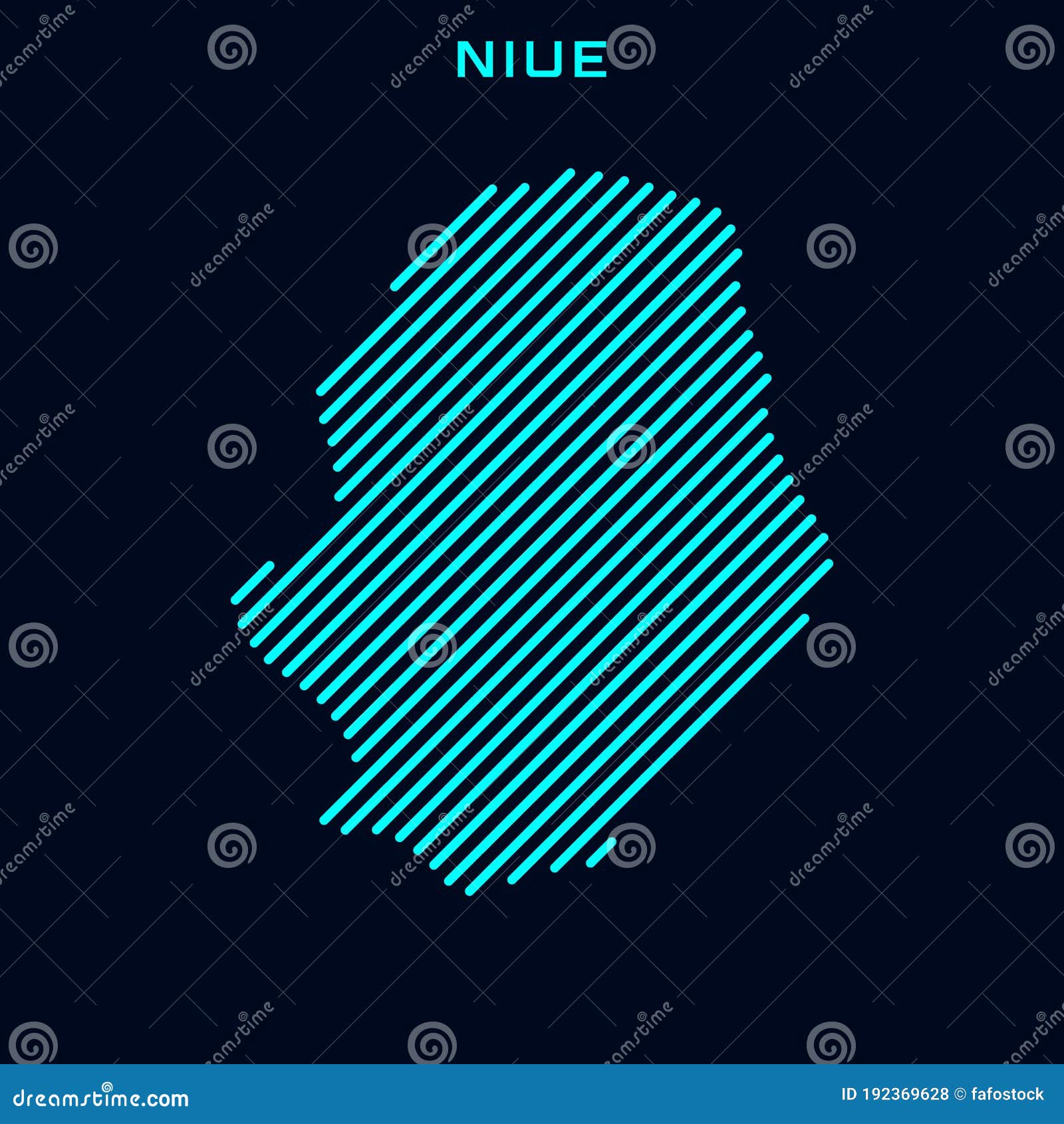 Niue Striped Map Vector Design Template with Blue Background. Stock ...