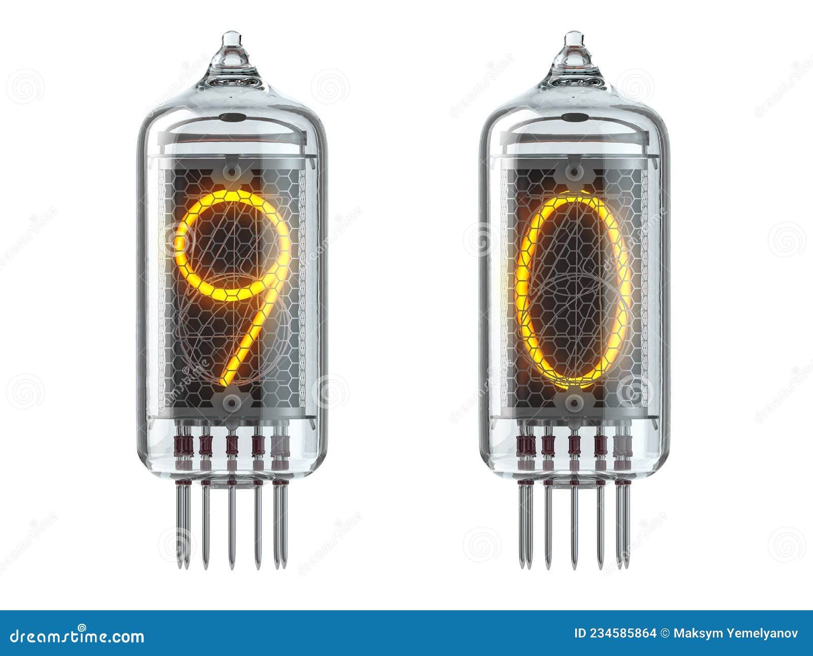 Nixie Tube Indicator. Empty And Dot On Black Background Stock ...