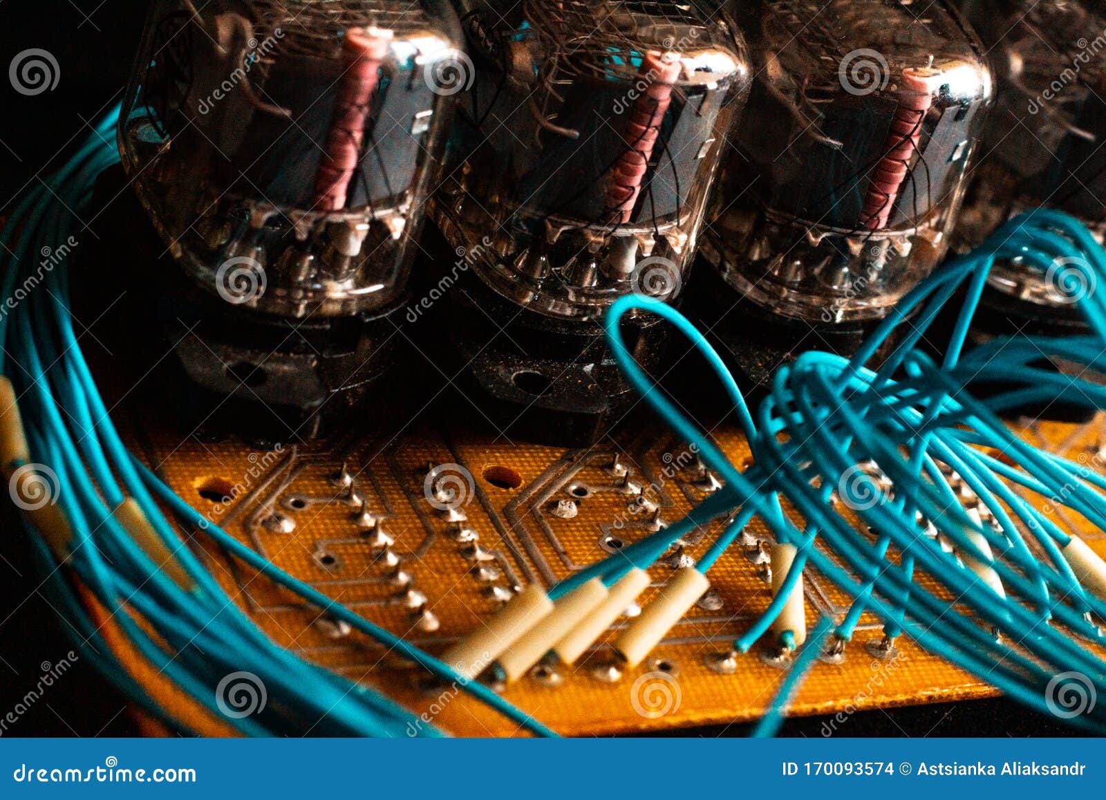 Nixie Tubes in-12 with Wires, Macro Photography, Old and Retro Stock ...