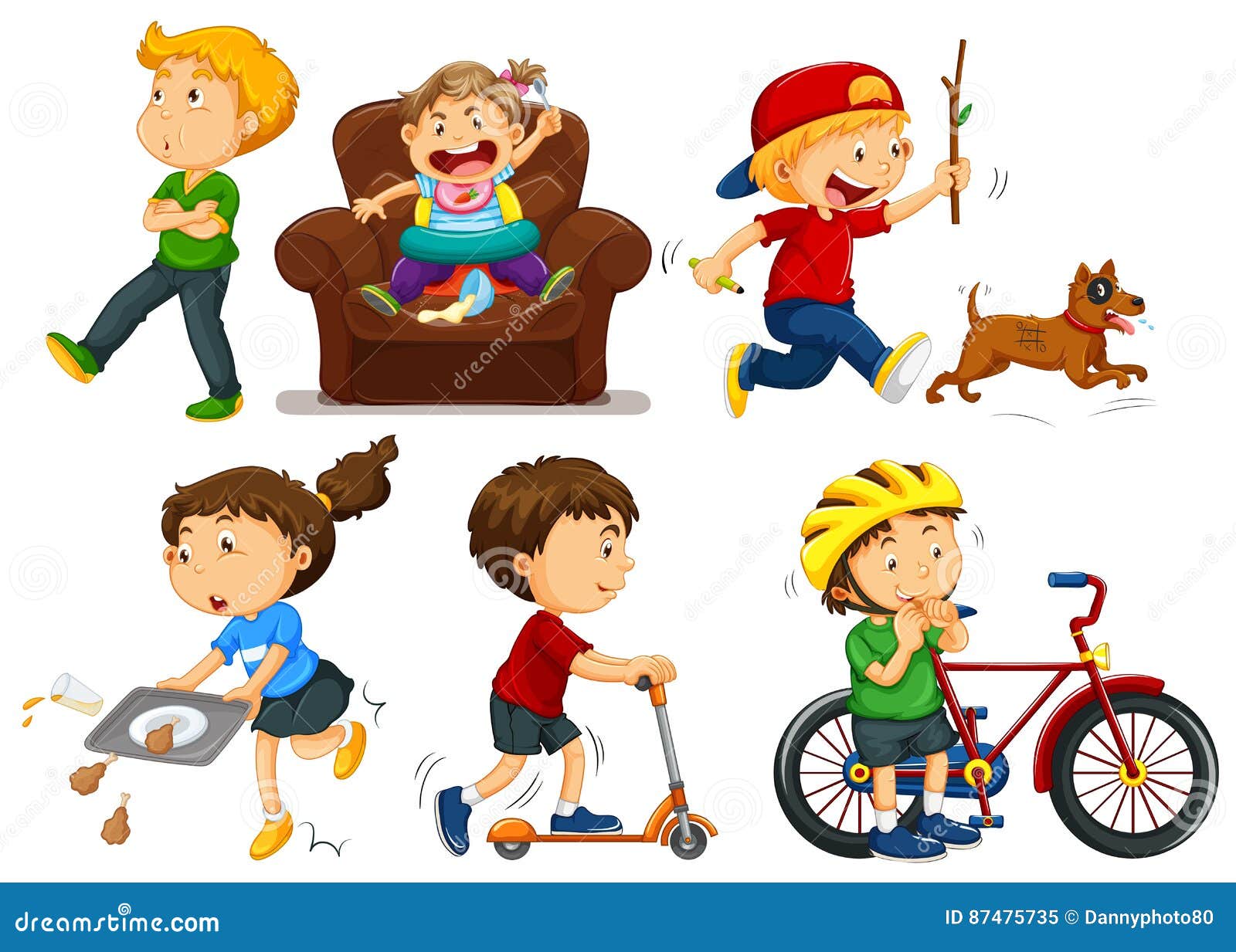 Niños Que Hacen Diversas Actividades Ilustración del Vector ... Niños Que Hacen Diversas Actividades Ilustración del Vector ...