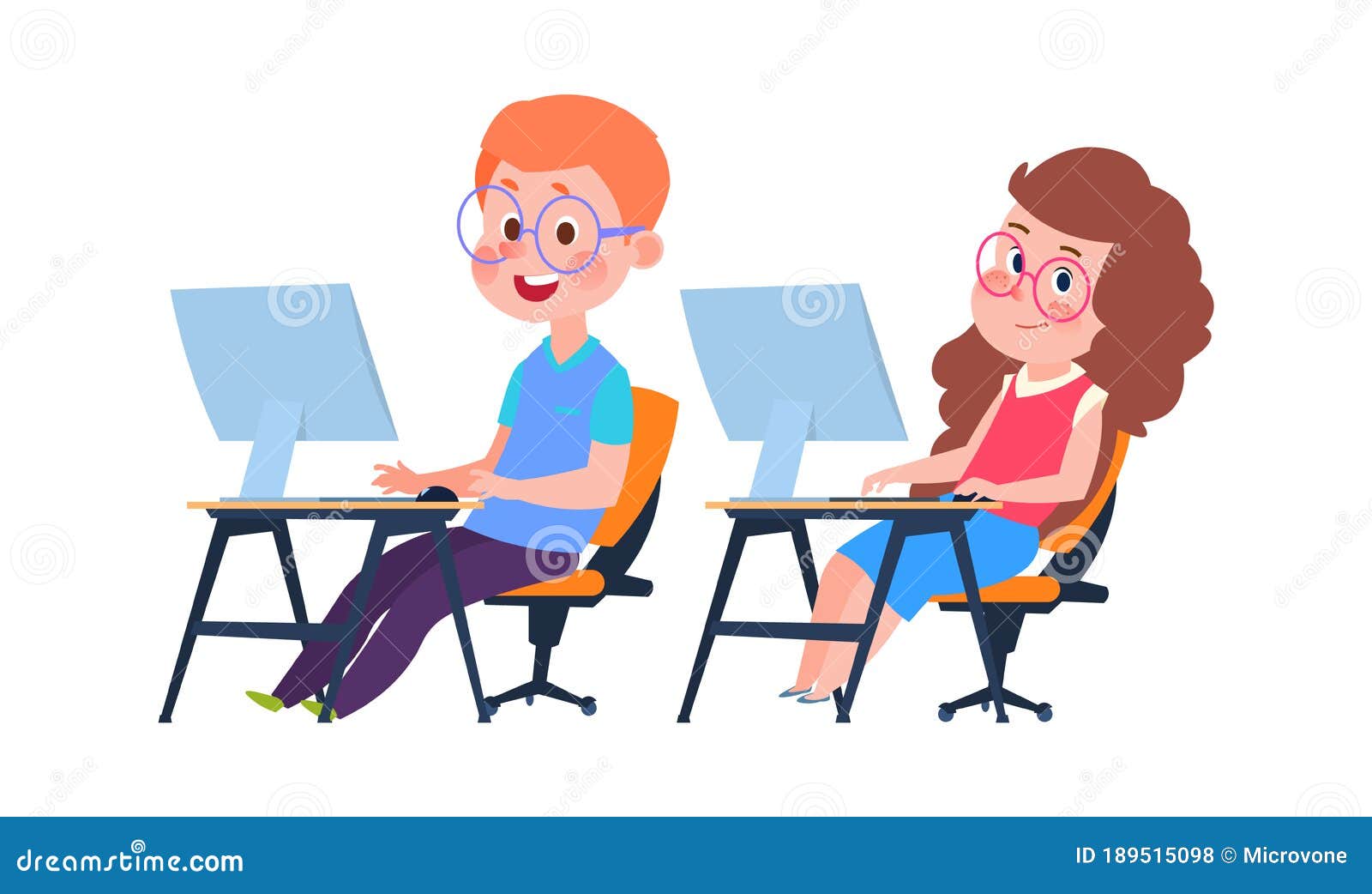 Niños Y Ciencias De La Computación Lección De Informática Caricatura