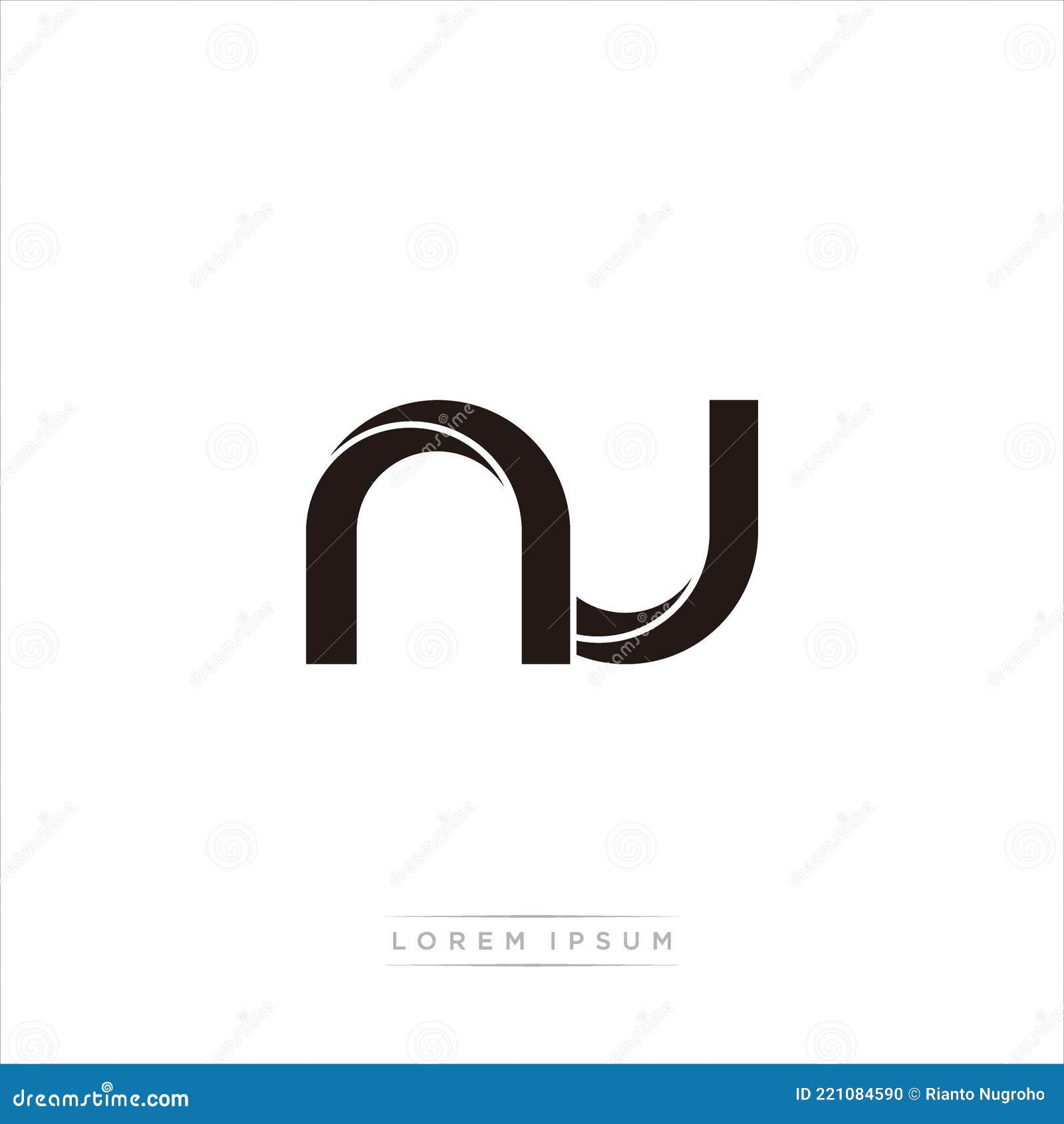 Nj Initial Letter Split Lowercase Modern Monogram Linked Outline ...