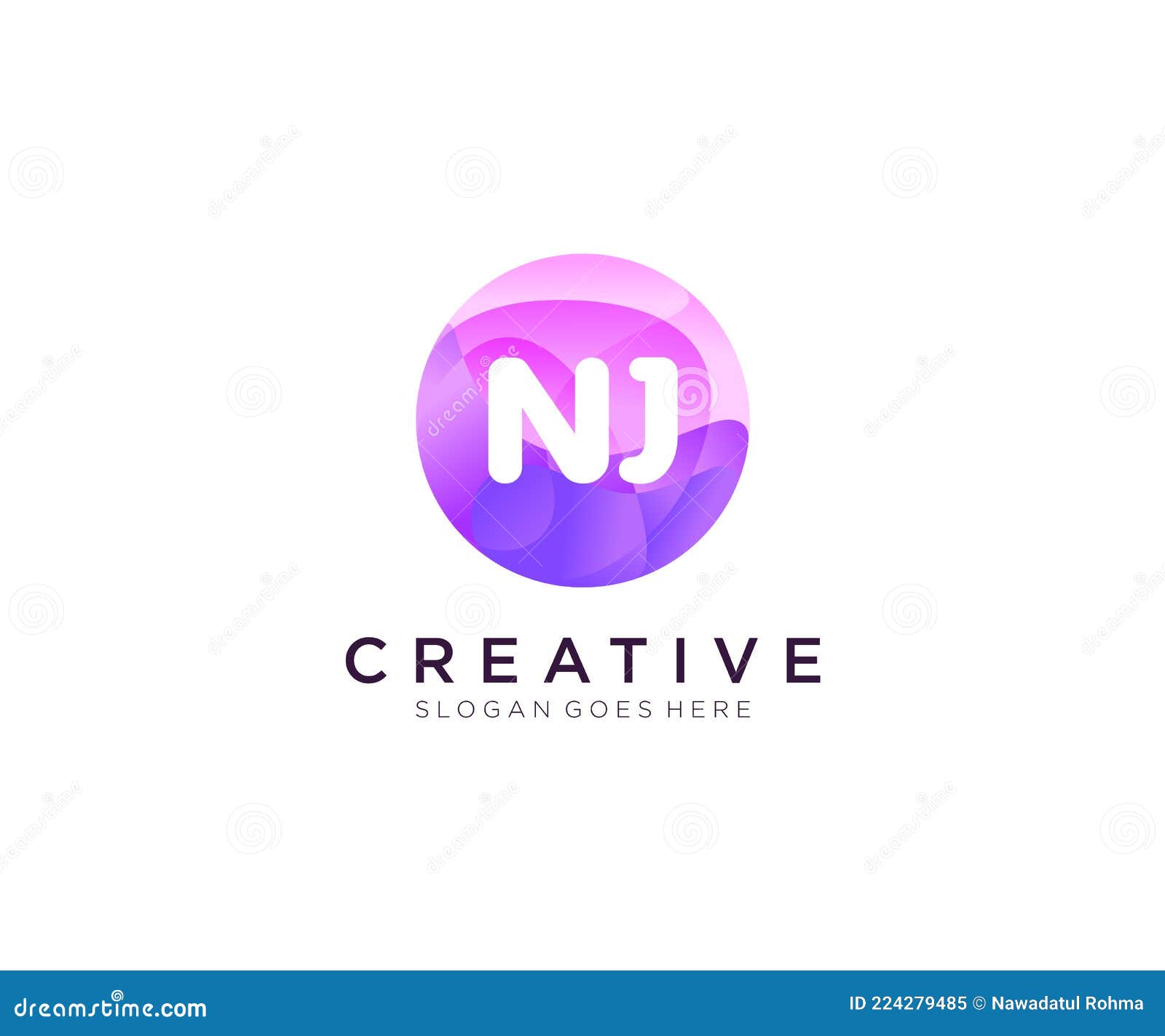 NJ Initial Logo with Colorful Circle Template Vector Stock Vector ...