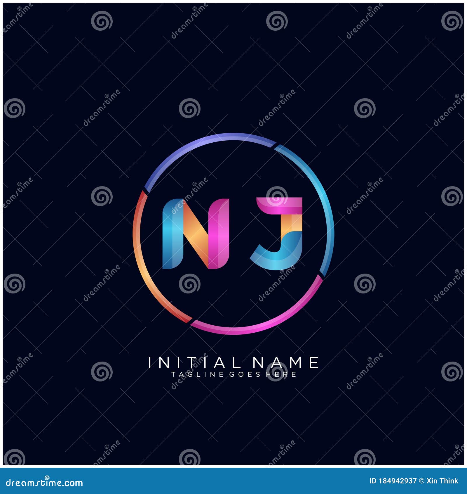 NJ Letter Logo Icon Design Template Elements Stock Vector ...