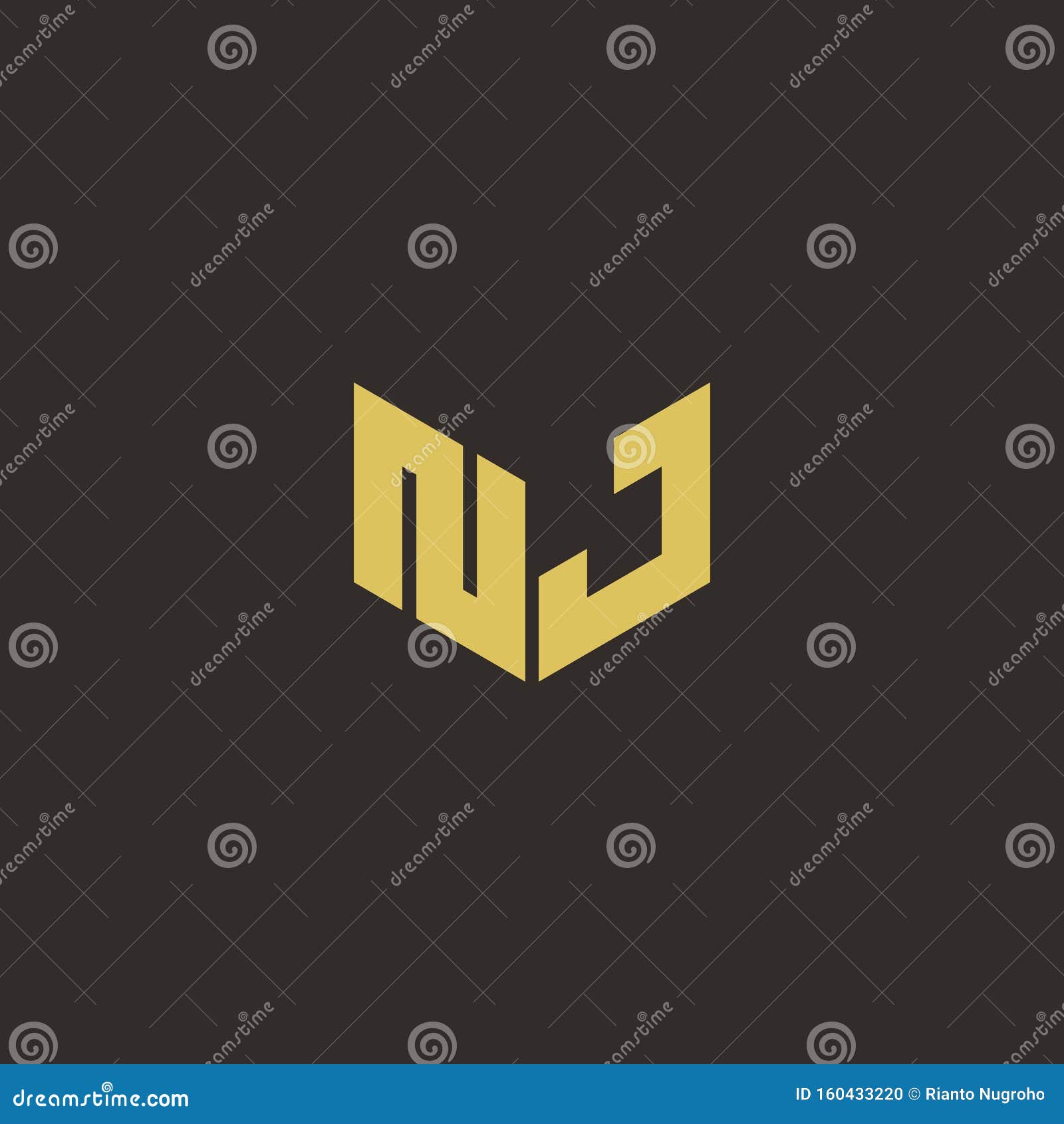 NJ Logo Letter Initial Logo Designs Template with Gold and Black ...