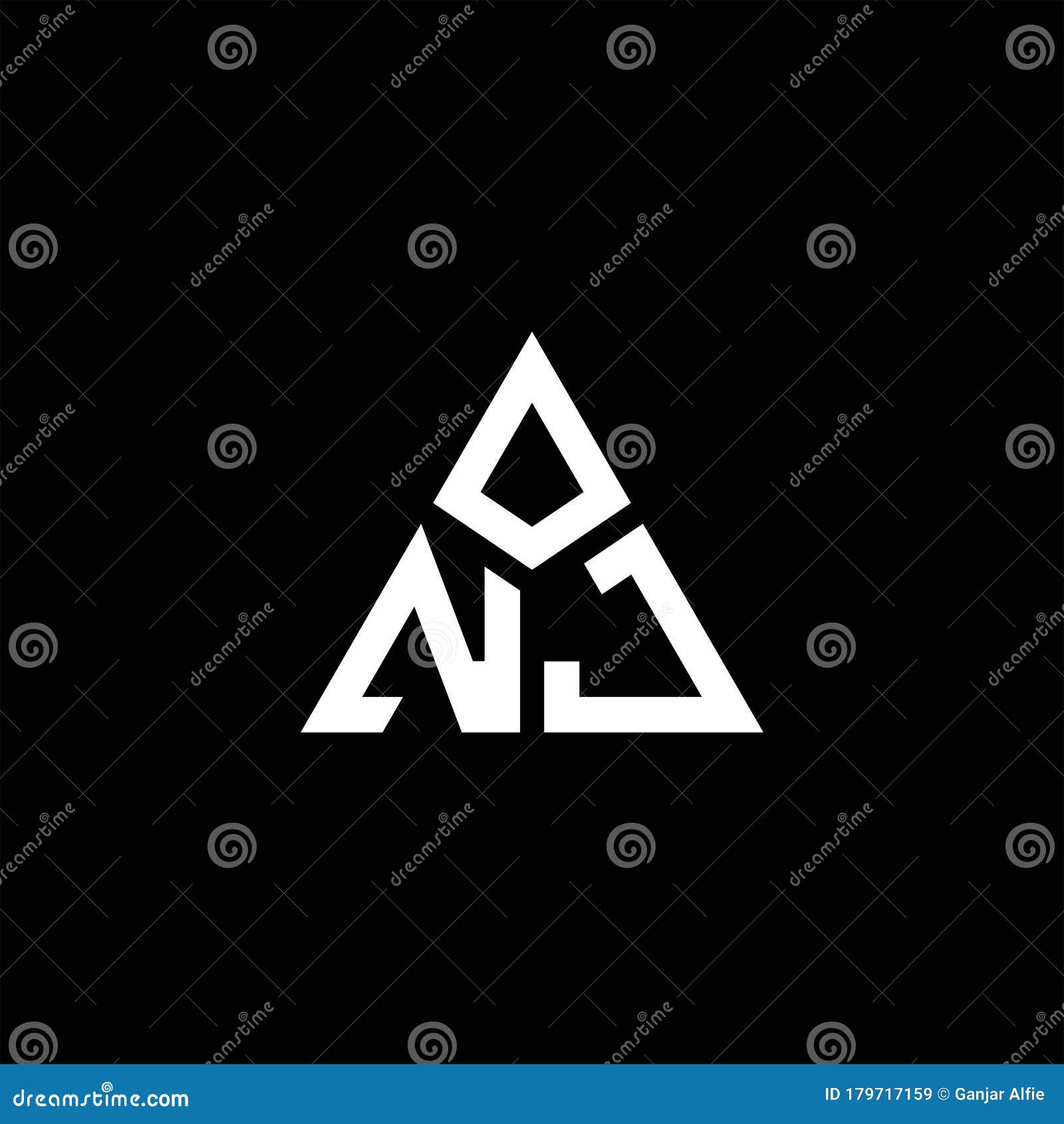 NJ Monogram Logo with 3 Pieces Shape Isolated on Triangle Stock Vector ...