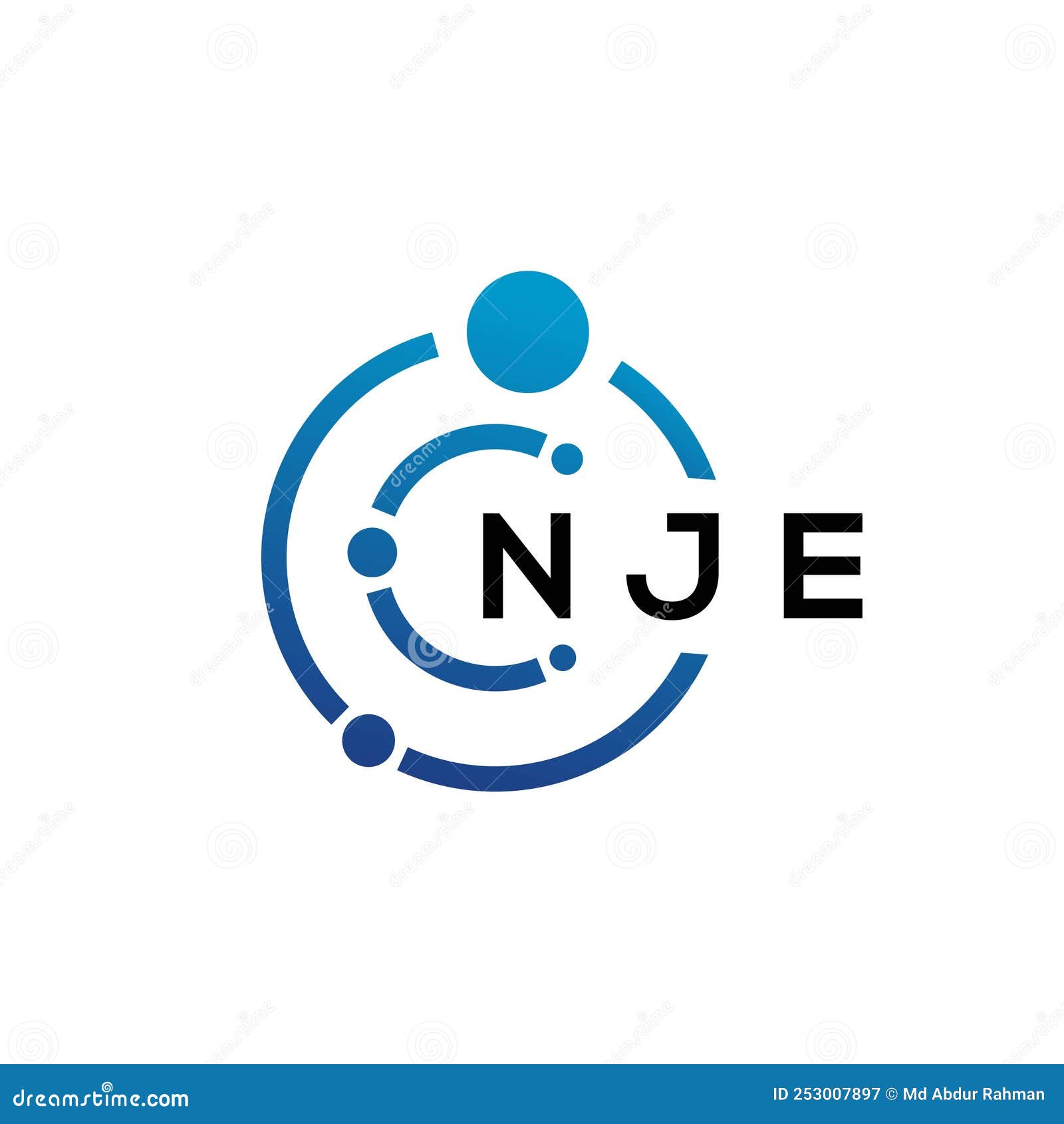 NJE Letter Technology Logo Design on White Background. NJE Creative ...