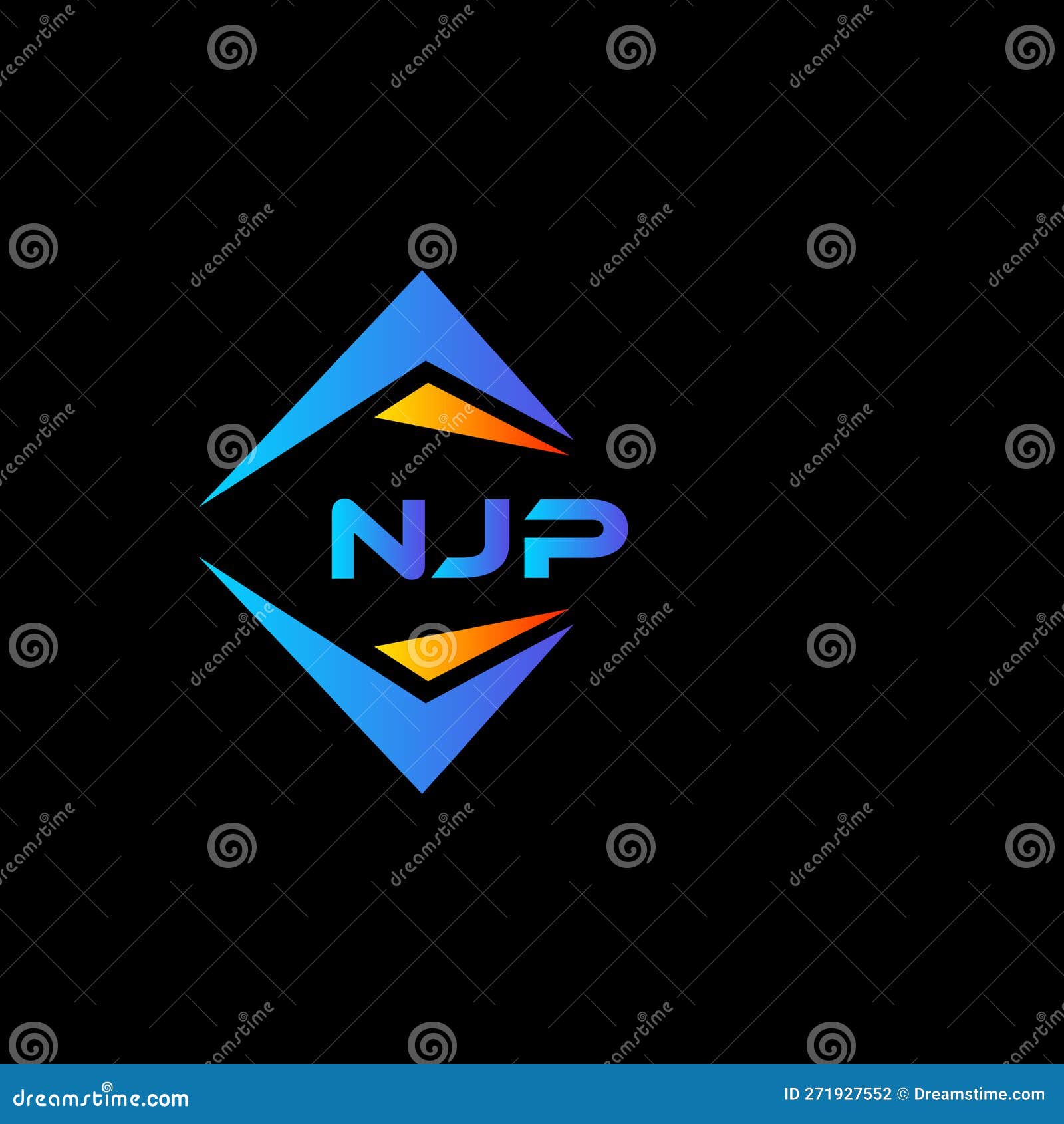NJP Abstract Technology Logo Design on Black Background. NJP Creative ...