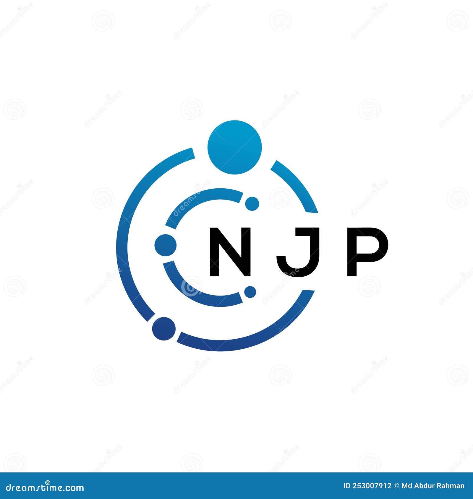 NJP Letter Technology Logo Design on White Background. NJP Creative ...